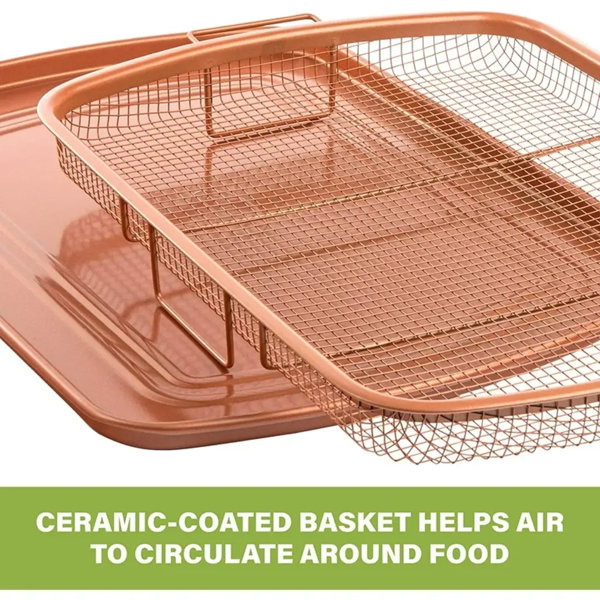 Gotham Steel Plateau de friteuse à air antiadhésif moyen pour le four de 12,6 po x 9,4 po avec ...